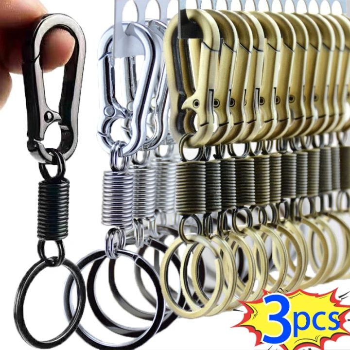 3pcs Retractable Spring Key Chains Spring Metal Gourd Buckle Clasp ...