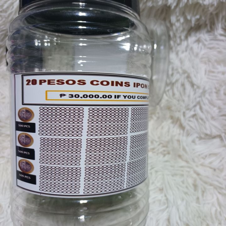 Alkansya All in Coins Peso sense transparent jar | Lazada PH
