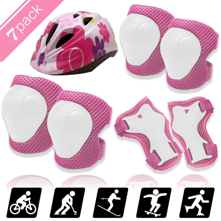 7PCS Kids Knee Pads Set Protective Gear Kit Knee Elbow Pads with Wrist ...