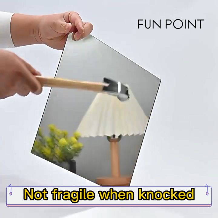 FUN POINT (40X40CM )DIY HD Mirror Wall Sticker Acrylic Splicing Can Be Bent Mirror Self-Adhesive ...