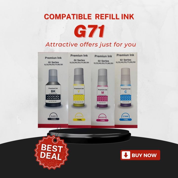 CANON G71 [Premium ink} OEM Ink Bottle Refill (BK/CY/MG/YL) - Canon ...