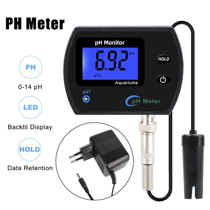 Water Quality Monitor LCD Display Real-time Acidometer PH Meter EU Plug ...
