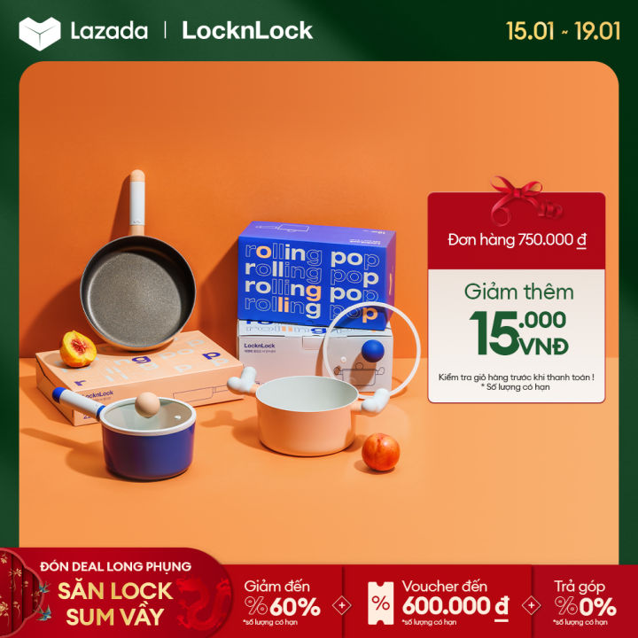 Nồi, Chảo chống dính Lock&Lock Rolling Pop LOP nắp nồi thủy tinh - 16cm ...