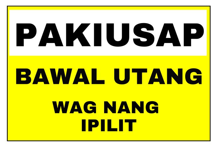 Bawal Utang Signage| No Utang Signage| No Credit Signage A4 Size ...