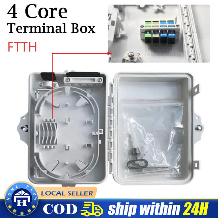 【Local delivery】 4 Core Fiber Optic Terminal Box FTTH Box Fiber Optic ...