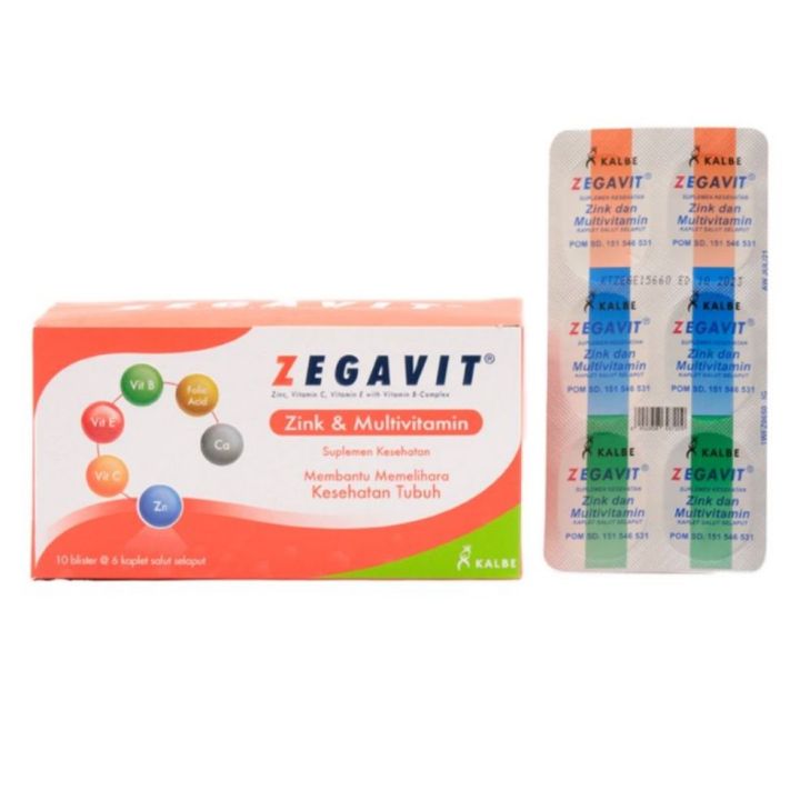 Zegavit multivitamin dan zink suplemen makanan per box (10 strip x 6 ...