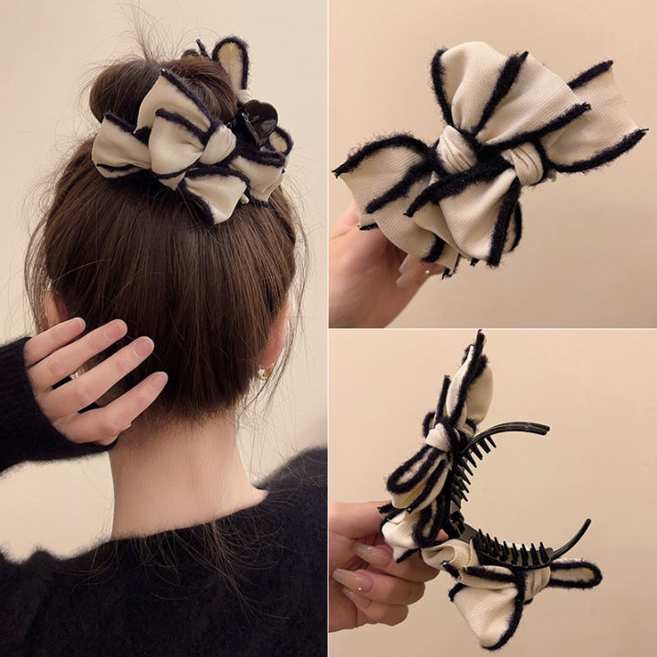 Yidea Hongkong】กิ๊บติดผมหมวกมีโบว์สวยสีดำวินเทจขนาดใหญ่ที่ใส่กิ๊ฟติดผม ...