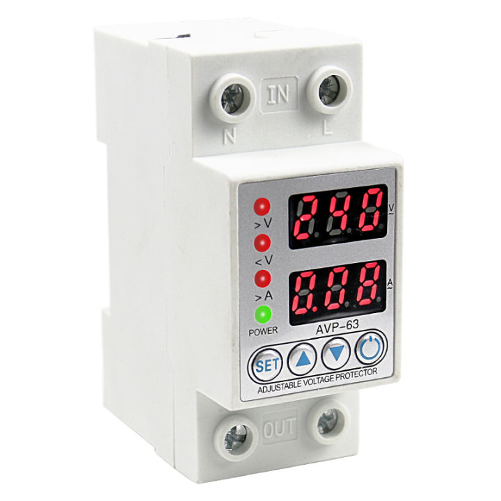Din Rail Dual Display Adjustable Over Voltage Current and Under Voltage Protective Device ...