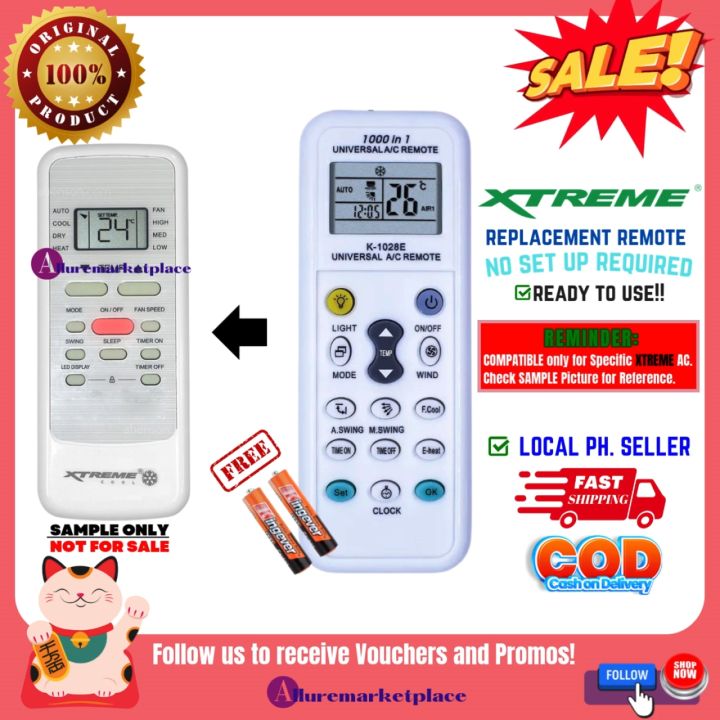 XTREME AIRCON Remote Replacement Ready to USE Universal for XTREME ...