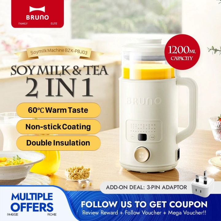 Bruno Soymilk Maker(1200ml) High Speed Blender for 1-5 People ...