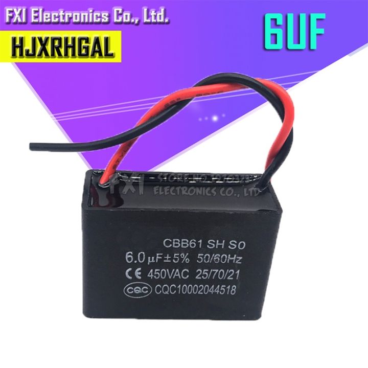 2pcs CBB61 6uf starting capacitance AC Fan Capacitor 450V CBB Motor Run ...