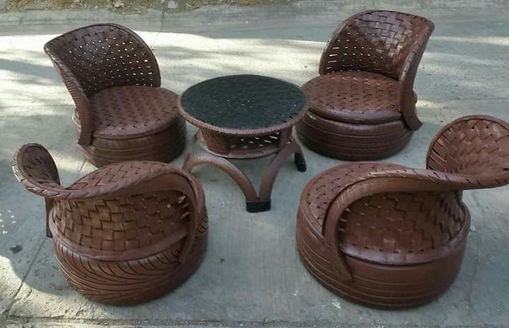 Recycled Rubber chair set (Lazy chair 4chair and table) | Lazada PH