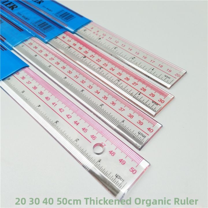 Thick 20/30/40/50cm Transparent Organic Plastic Ruler Double Scale ...