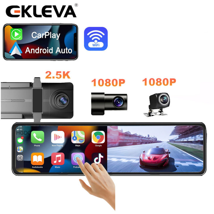 EKLEVA 11.26 Inch 3 Channel Dash cam 4K Android Auto NAVI WIFI Rear ...