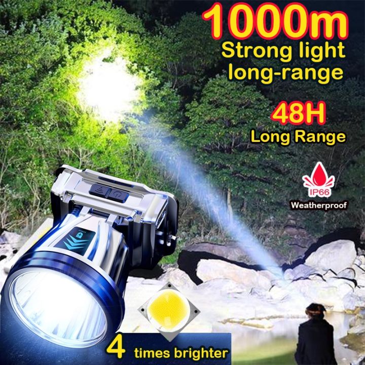 Led Headlamp Rechargeable flashlight waterproof original Long battery ...