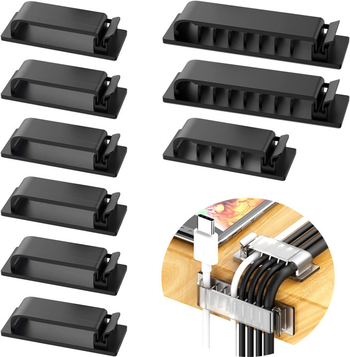 Cable Organizer Self Adhesive Cable Clips USB Cable Management Clamp Car Home Desk Wall Cord ...