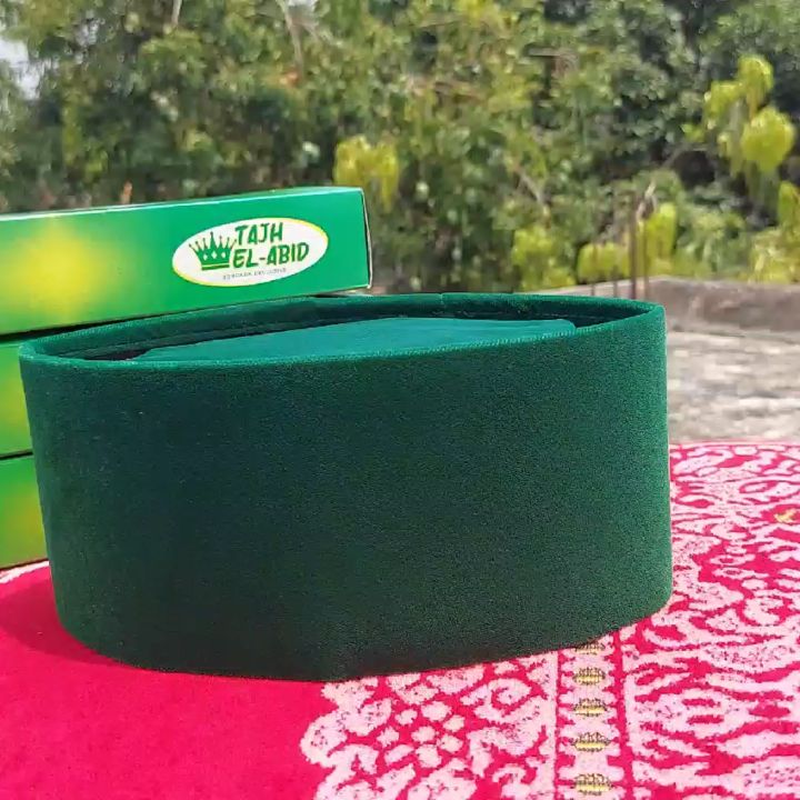 songkok hijau polos AC songkok hijau tinggi 9cm peci hijau polos AC ...