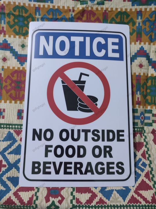 No outside Foods/Beverages Allowed PVC Signage A4 Size | Lazada PH