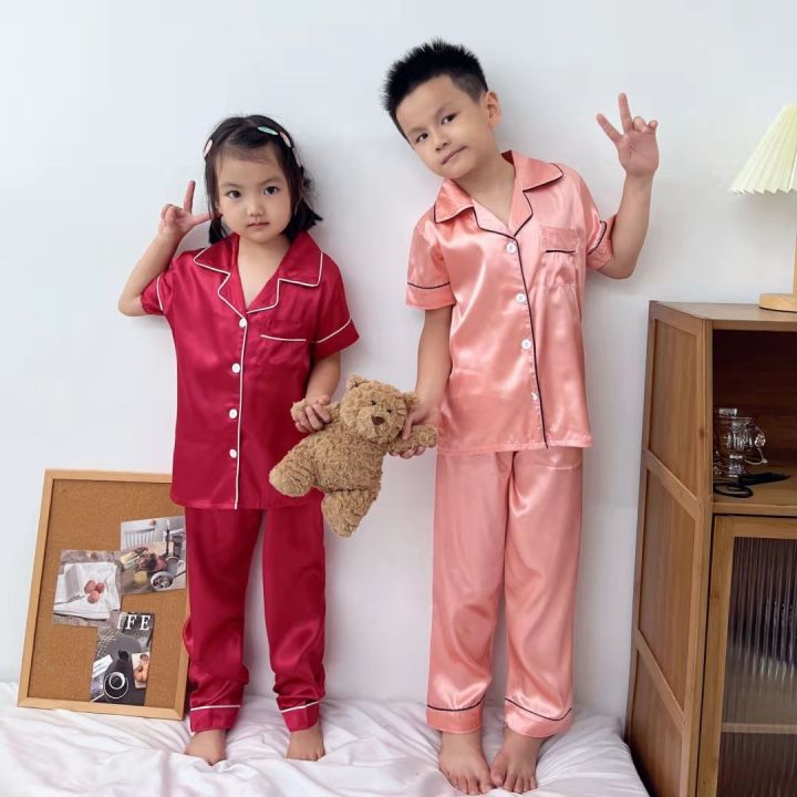 Kids Plain Silk Pajama Terno 1pc. | Lazada PH