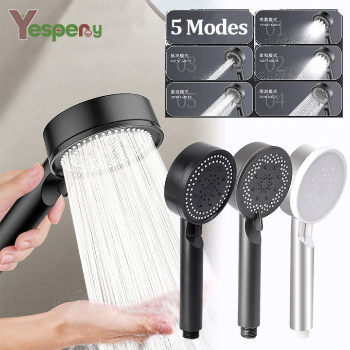 YESPERY High Pressure Shower Head 5 Modes Adjustable Showerheads Water ...