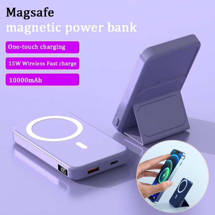 ESSAGER Foldable Magnetic Powerbank，10000mAh Magsafe Powerbank Wireless ...