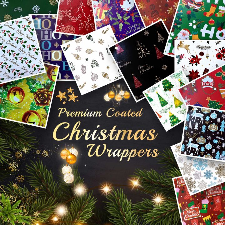 CHRISTMAS PREMIUM GIFT WRAPPERS 2023 25 PIECES PER DESIGN | Lazada PH