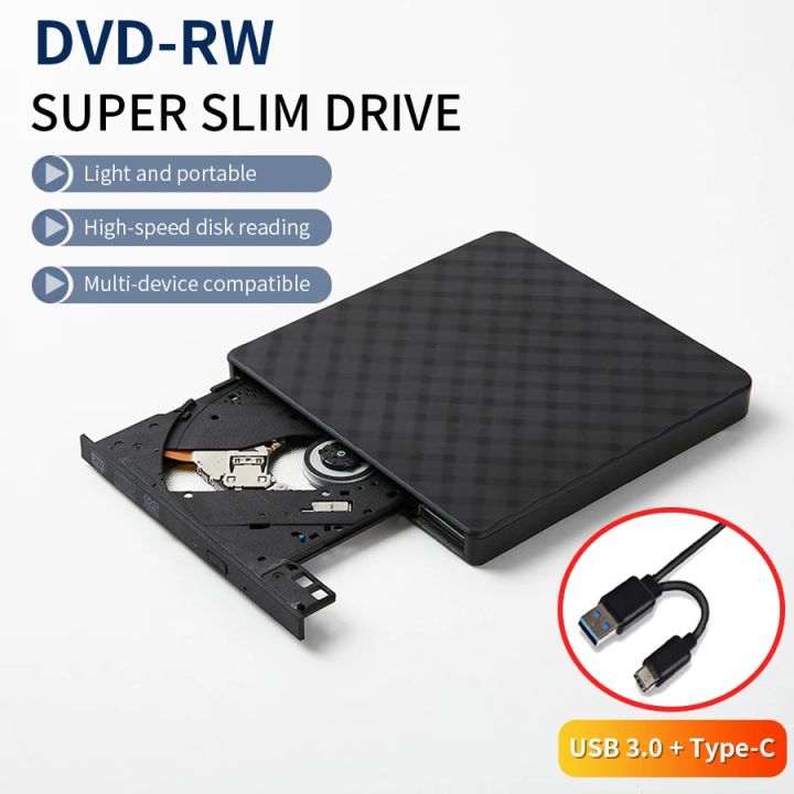 External DVD Drive USB 3.0 Portable Slim Optical Drive Burner Reader ...