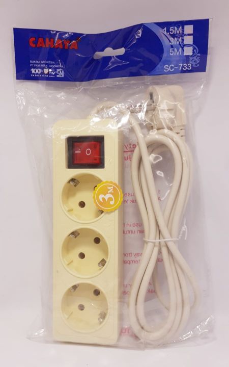Terminal Kabel + Switch 3 Lubang 3 meter merk. Cahaya SC-733 | Lazada ...