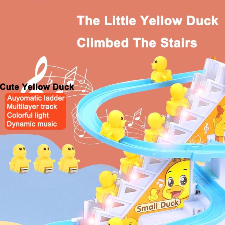 Duck Roller Coaster Toys Electric Duck Climbing Stairs & Slides Playset ...
