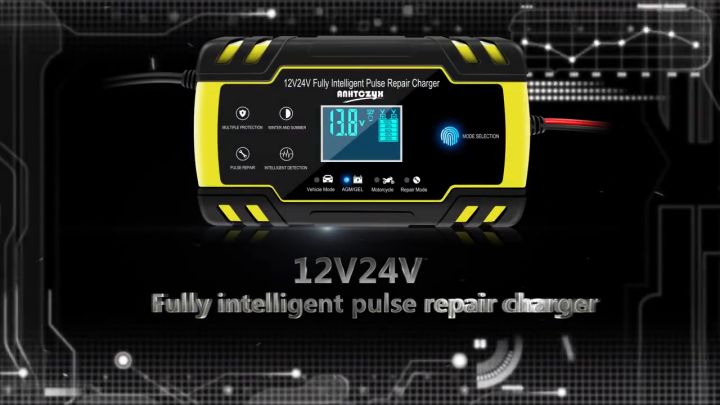 Car Battery Charger 12V/24V 8A Heavy Duty Full Automatic Car Motorcycle ...