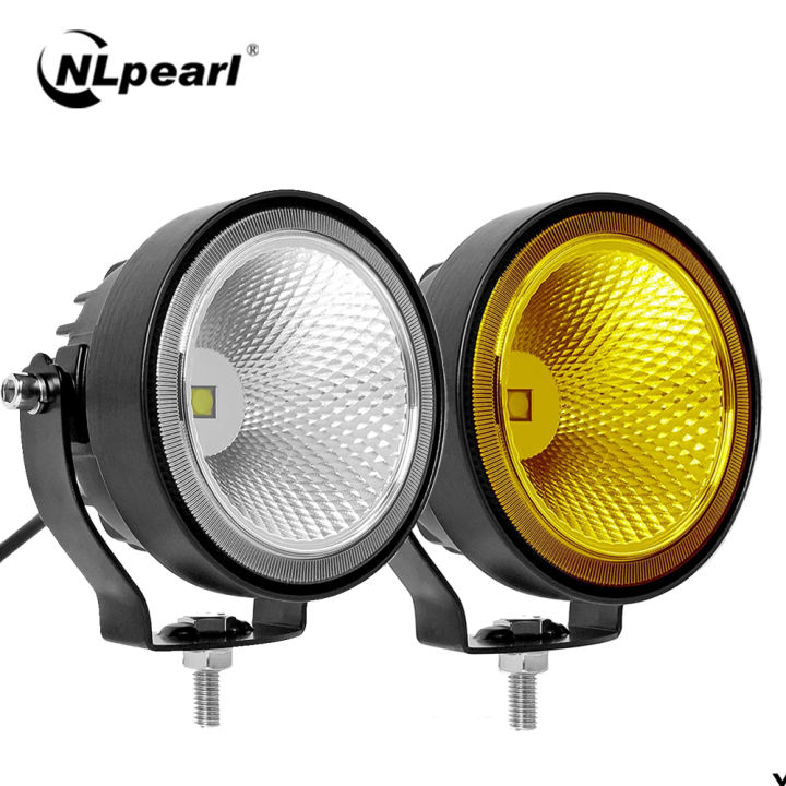 NLpearl 2pcs 12V 24V Led Work Light Offroad 4 Inch Round Spotlights Fog ...