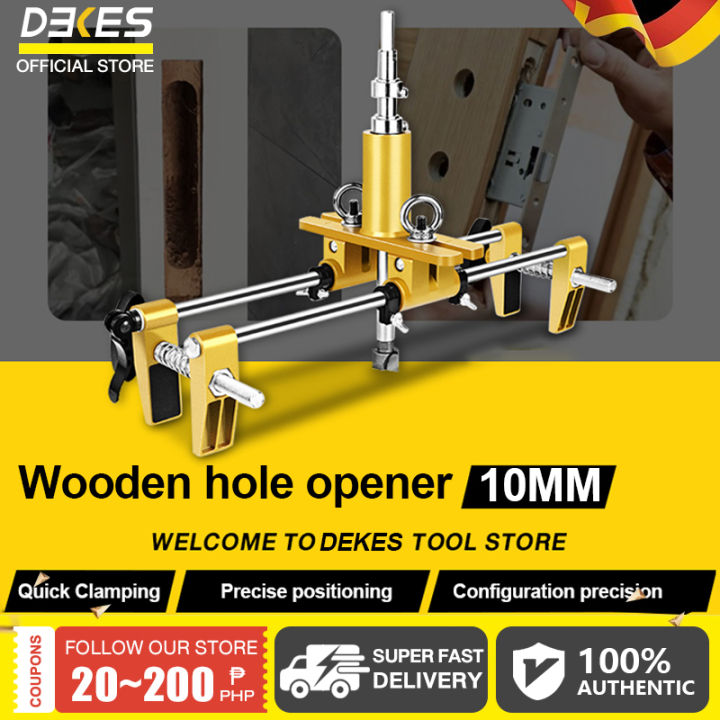 DEKES Mortice Lock Jig Solid Eyelet Puncher Set Wood Door Hole Opener ...