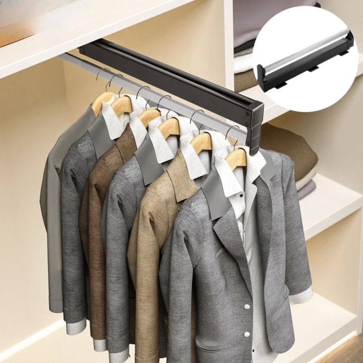Wardrobe Clothes Rail Telescopic Trouser Rack Multi-functional Storage ...