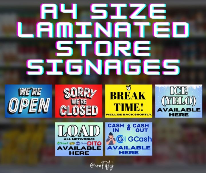 A4 Laminated Store Signages | Lazada PH