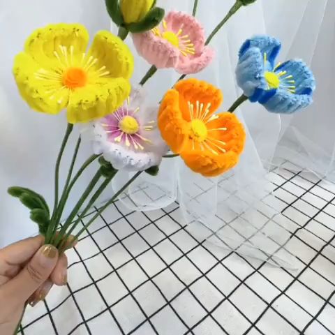 【100pcs】Fuzzy Wire Chenille Stem Diy Toys Making Art Material Flower ...