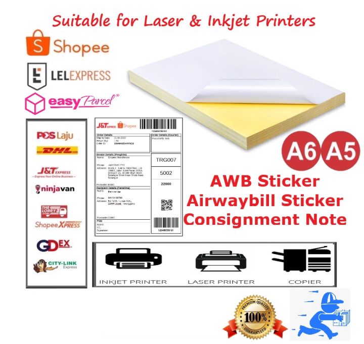AWB Airwaybill A5 A6 Sticker Paper Consignment Notes Shipping Sticker ...
