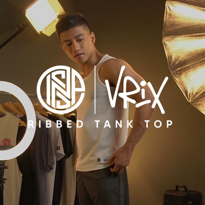 INSPI x Vrix Ribbed Sando for Men Gym Workout Outfit Mens Tanks Black ...