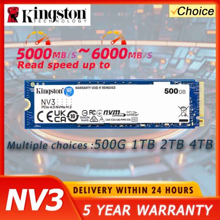 Kingston NV3 1TB 500GB M.2 2280 NVMe SSD PCIe 4.0 Gen 4x4 Up to 6000 MB ...