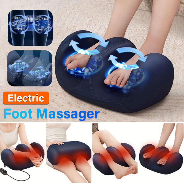 Electric Foot Massager Super Big Heated Shiatsu Roller Feet Leg Muscle ...