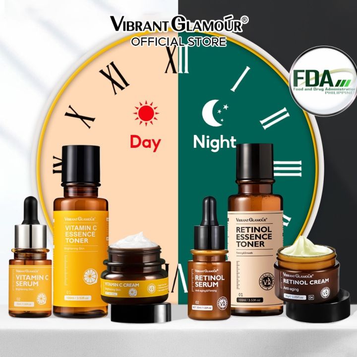 VIBRANT GLAMOUR FDA Morning Vitamin C Night Retinol Full Set Face Cream ...