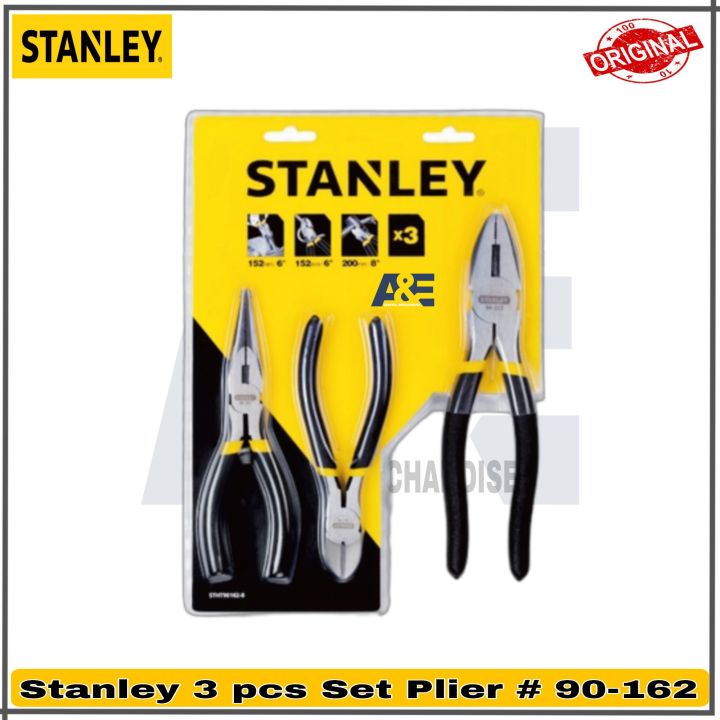 Stanley 3pcs Set Plier Diagonal, Linesman , Long Nose # 90-162 | Lazada PH