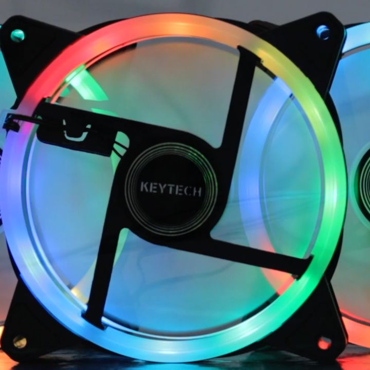 Brand New Keytech Storm X3 V.2.0 ARGB Cooling Fans 3pcs x 120mm RGB LED Fan, Remote, and Fan Hub ...