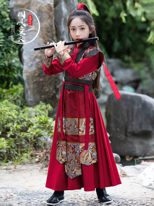 Children's Traditional Chinese Hanfu Costume Flower Mulan Outfit Female ...