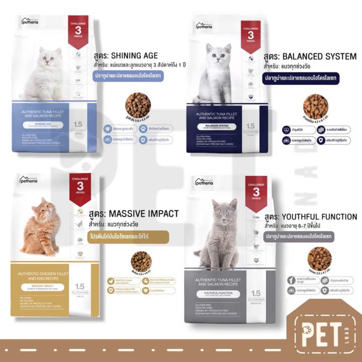อาหารเม็ด Petheria สำหรับแมว อาหารแมว 4 สูตร | Lazada.co.th