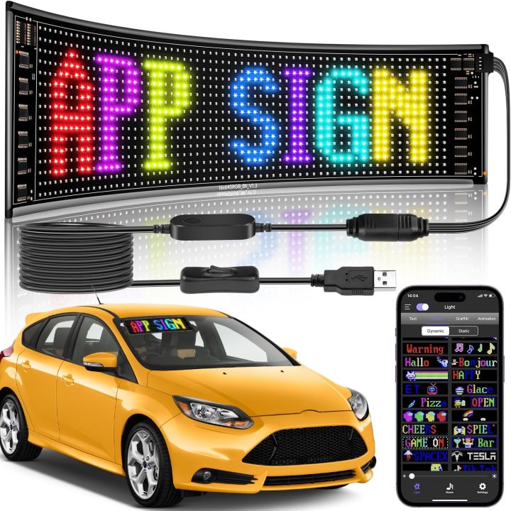 LED Car Sign Flexible Programmable Scrolling LED Sign RGBW Custom Text ...