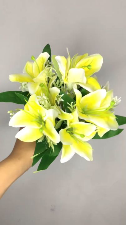 Setangkai Bunga Lily Terompet Tanaman Artifisial Lily Flower Hiasan ...