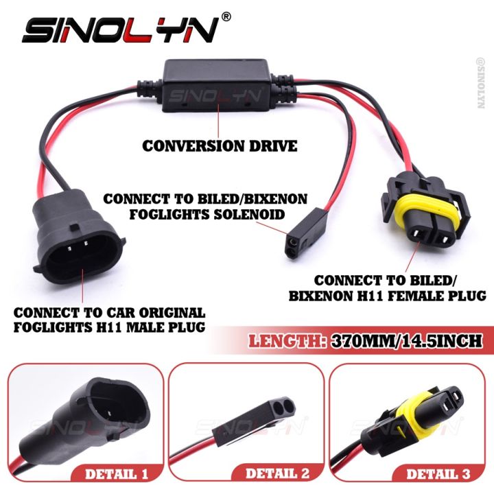 Relay Harness Control Cable Wire For H11 High Low Beam Bi-LED Bi-Xenon ...