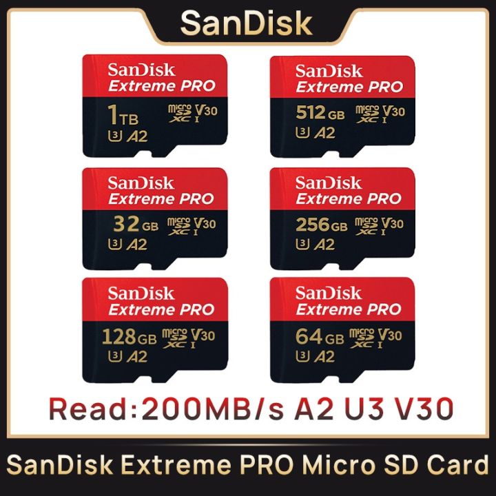 SanDisk V30 Extreme PRO Micro SD 32GB 64GB 128G 256G 512GB 1TB UHS-I Memory Card TF Card 200MB/s ...