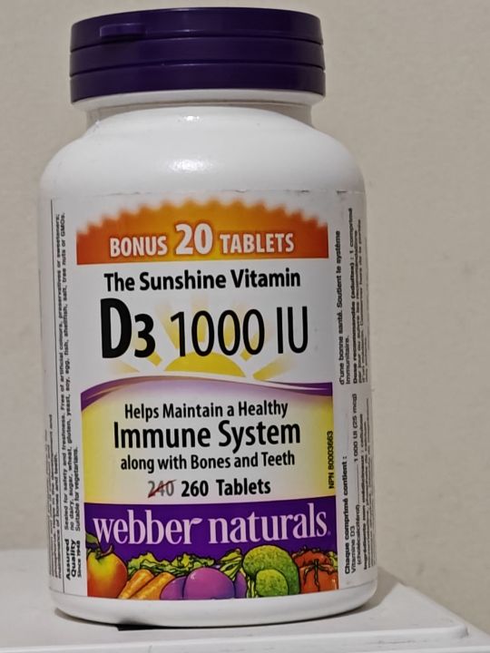 Webber Naturals Vitamin D3 1000iu 25mcg 260 tablet d bone teeth ...