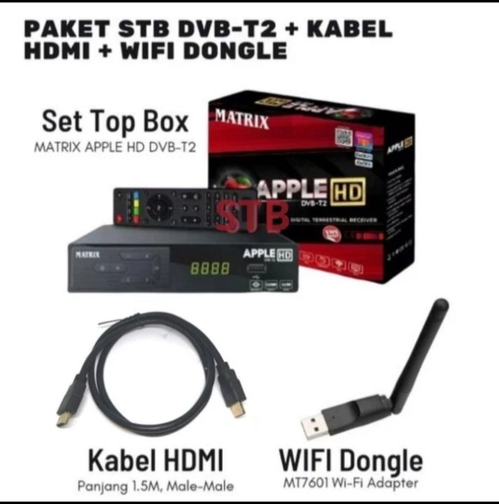 Paket Set Top Box Matrix Apple Apple HD Merah | Lazada Indonesia